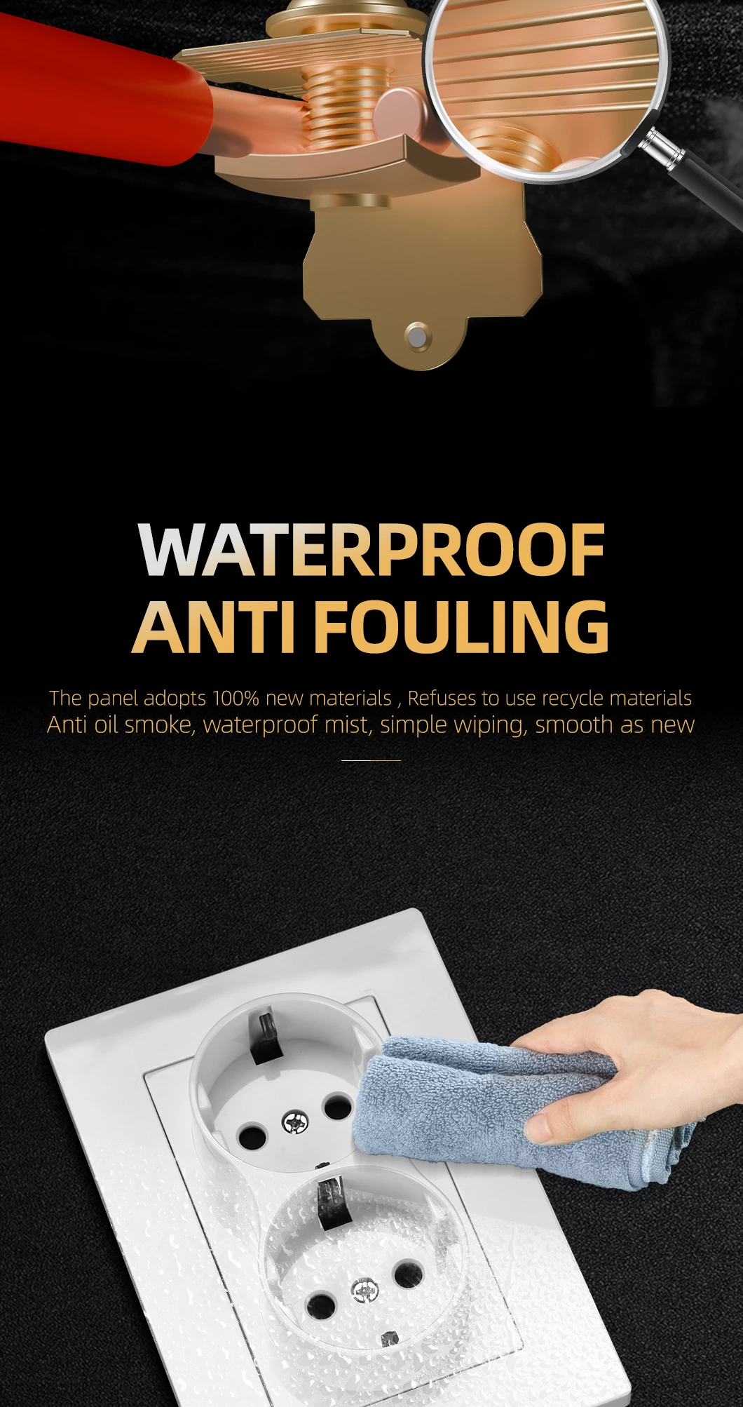 Factory Pc Plate Socket With Grounding 2 Gang Wall Mounted Socket 250v ...