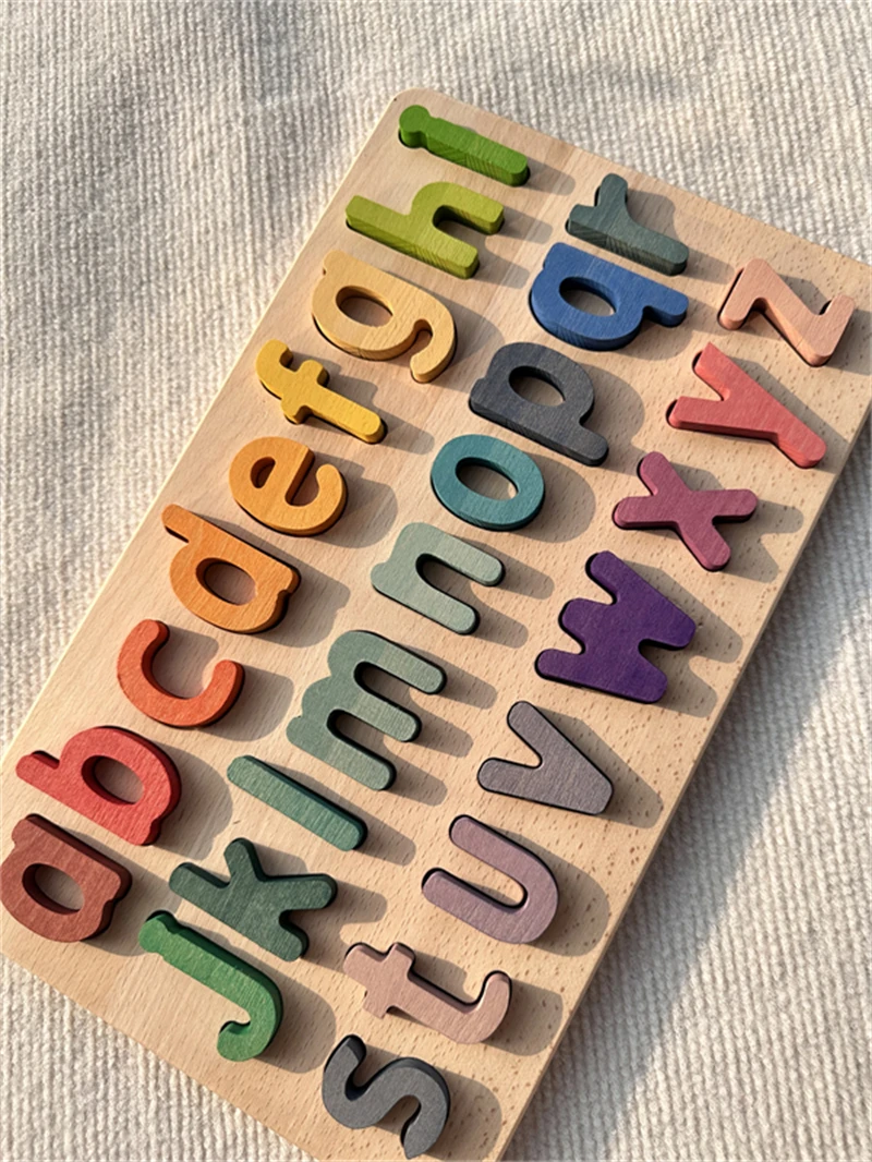 Rainbow Alphabet Puzzle - Educational Wooden Toys for Kids