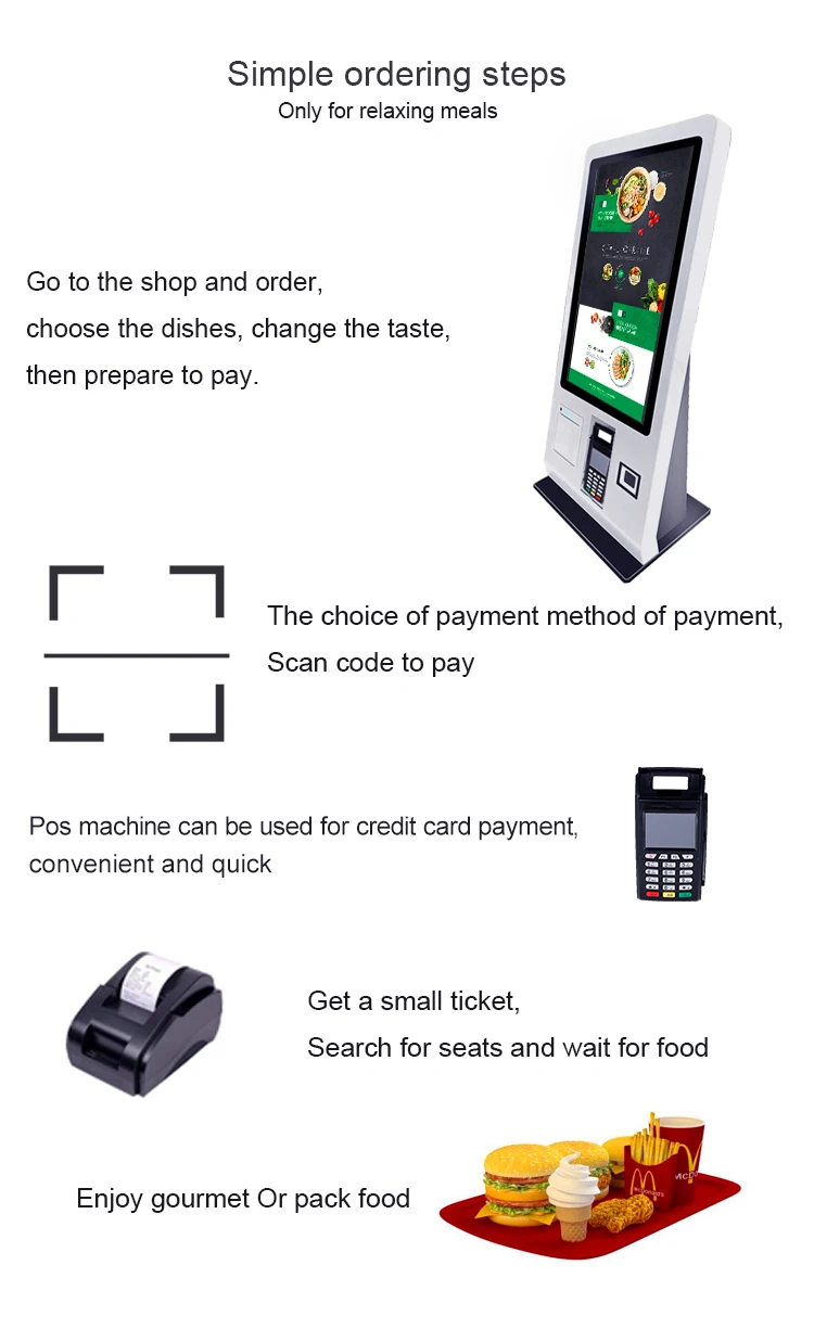 Desktop 15.6" 24 Inch Self Payment Machine for Fast Food