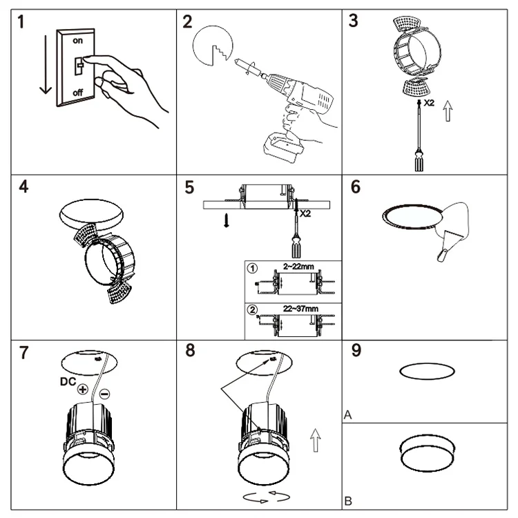 Esay Installation Ceiling Protection Anti Glare Ip54 10w Round Led ...