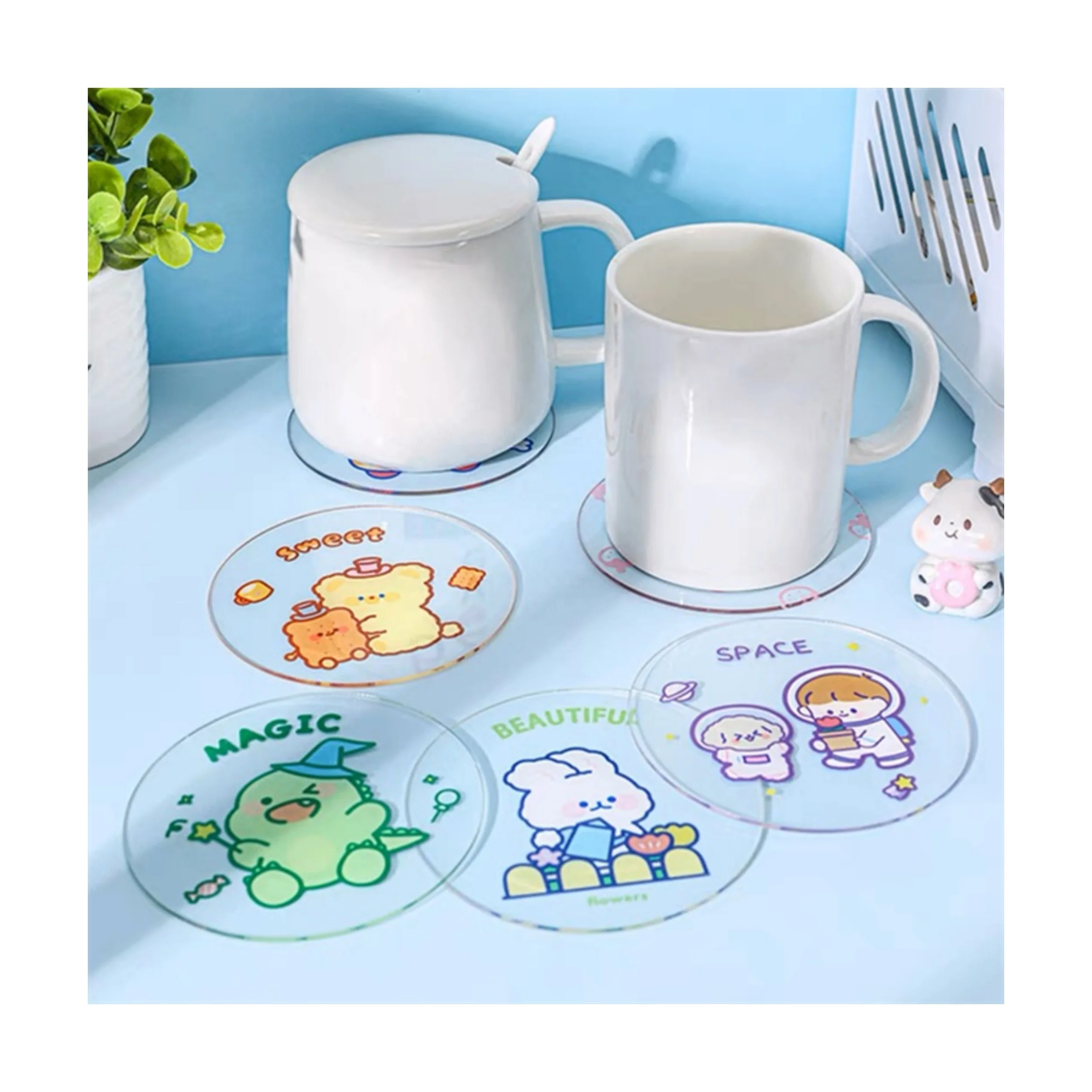 Anime Character Acrylic Coaster Customized Cute Cartoon Moisture ...