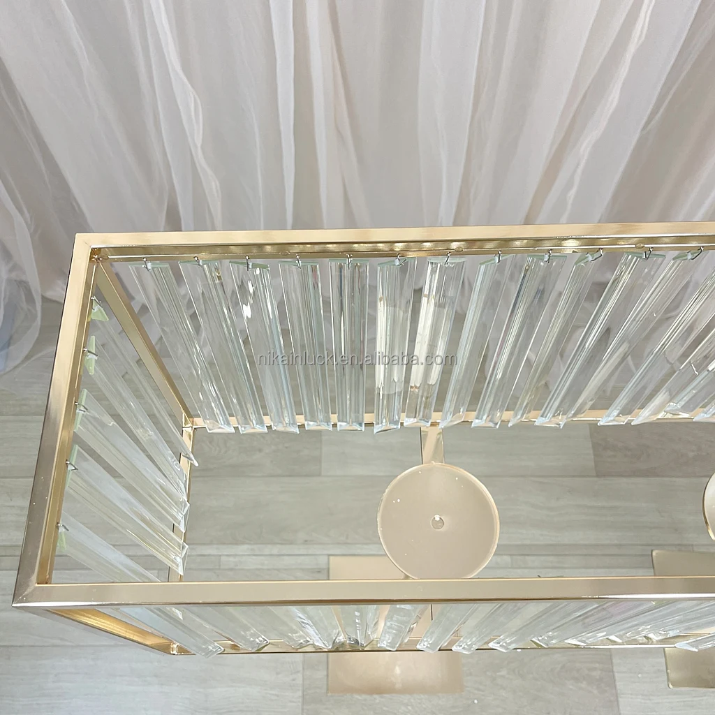 Rectangle Gold Wedding Centerpiece - Elegant Flower Stand