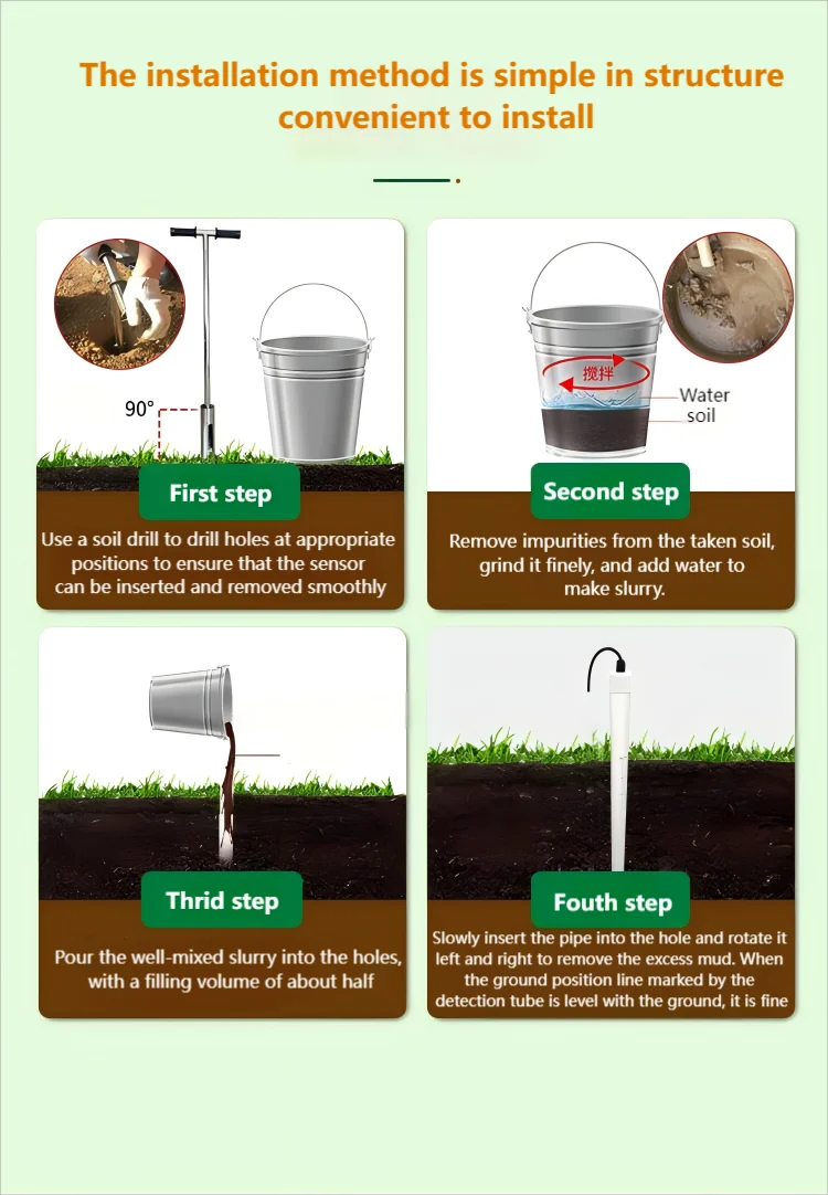 RS485 4G Tubular Soil Moisture Detector Integrated Temperature Humidity ...