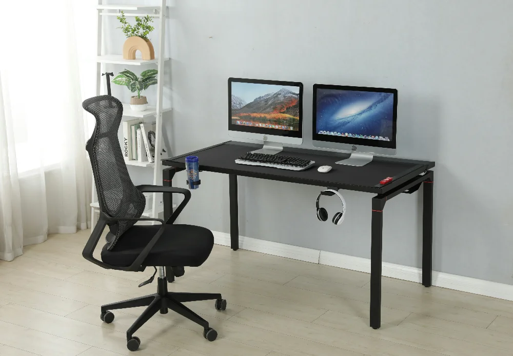 Ergonomic RGB LED Light Computer Desk with Cable Management
