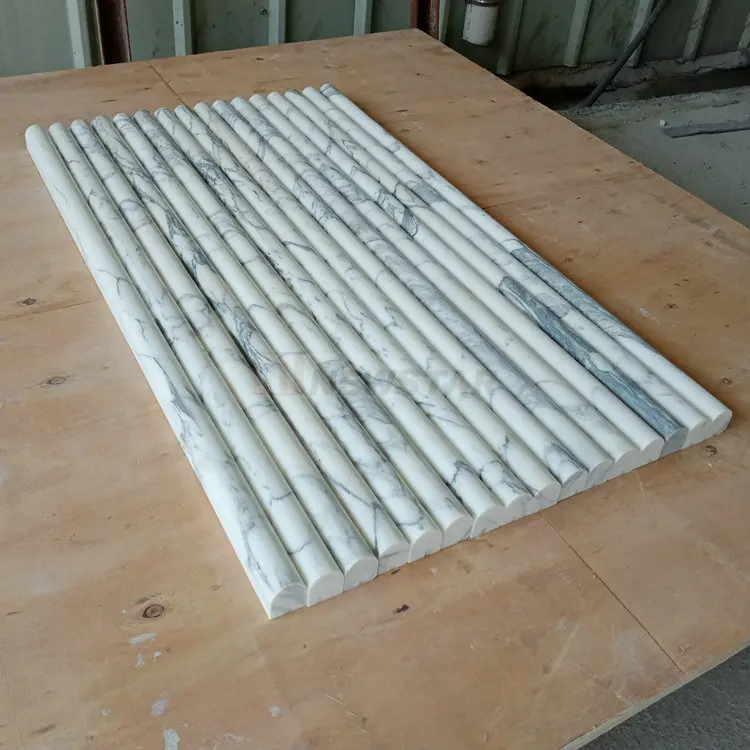 Italian Arabescato Carrara White Fluted Marble Wall Stone