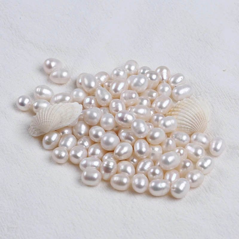 9-10mm Natural White Rice Freshwater Pearls for DIY Jewelry