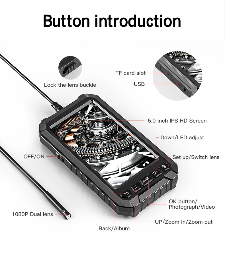 8mm High Resolution Industrial Video Scope Borescope for Car Engine ...