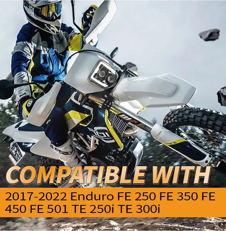 Emark Supermoto LED Headlight for 2017+ Husqvarnas Parts FE 250 350 450 501 TE 250i 300i Dirt ...