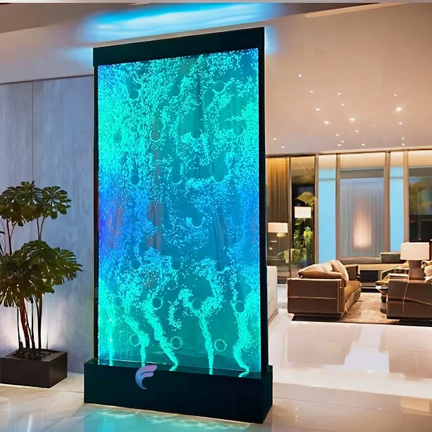 Bubble Wall Aquarium LED Lighting Indoor Panel Water Feature Fountain ...