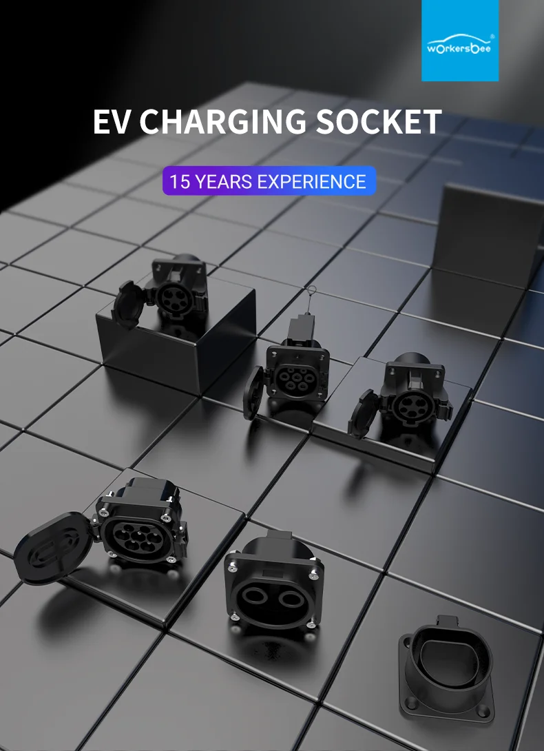 Workersbee Ac 32a 1p/3p Ev Charger Socket Type 2 Male Vehicle Inlet ...