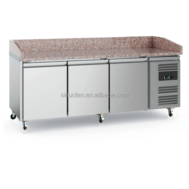 Single-Temperature Marble Top Pizza Prep Table with 3 Adjustable ...