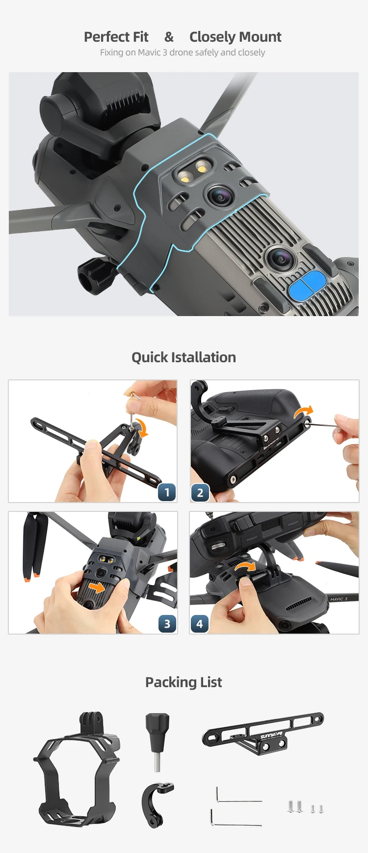 Sunnylife Handheld Gimbal Bracket Drone Stabilizer Rc Pro Holder Mount ...