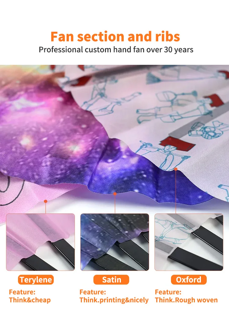 Custom Large Bamboo Fabric Portable Hand Fan For Events & Gifts Odm