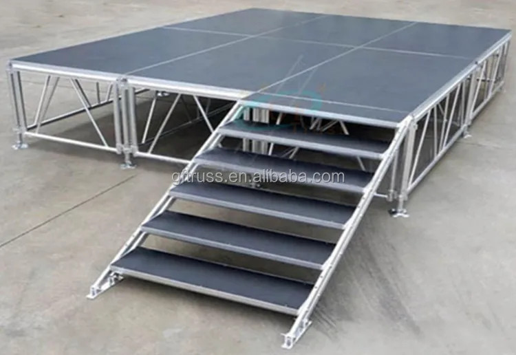 Easy Install Portable Folding Stage Stairs with Guardrails