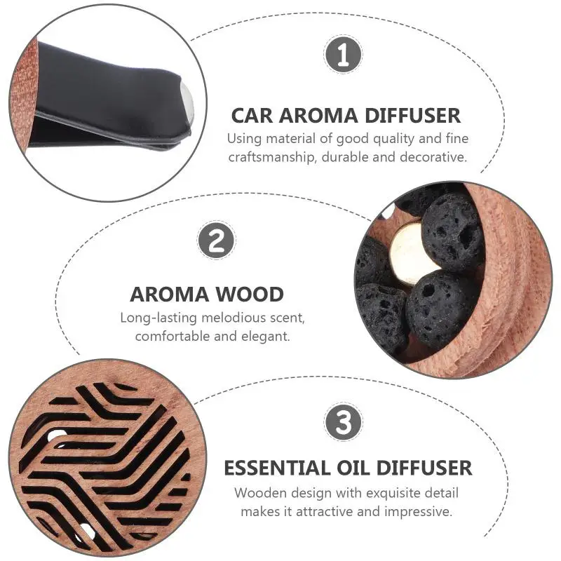 Car Diffuser Wooden Carved Aromatherapy Diffuser Car Vent Clip Car Air ...