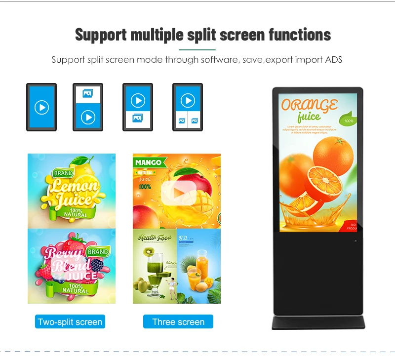 55 Inch Floor Stand Interactive Advertising Display Screen
