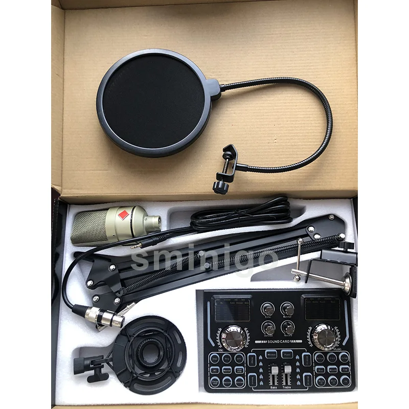 Podcast Equipment Bundle Live Streaming Audio Sound Card Kit With Dj ...