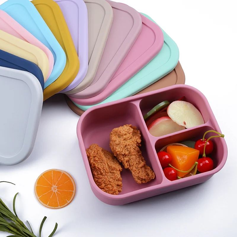 3 Compartment Silicon Bento Leakproof School Children Kid Lonchera ...
