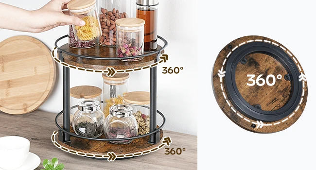 Rotating Spice Rack 2 Tier Spice Carousel Organizer Industrial Carousel ...