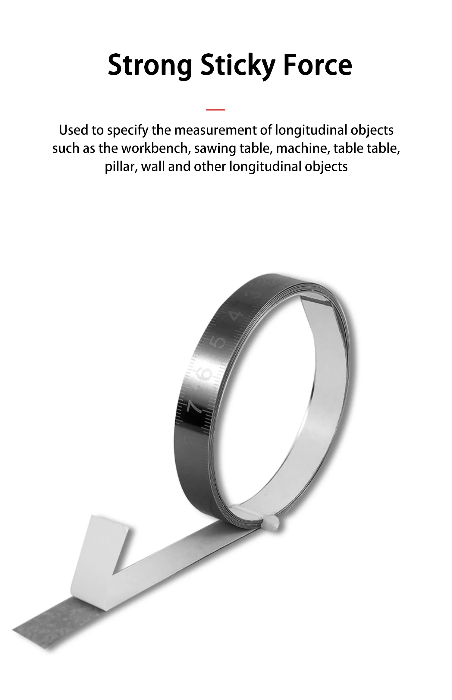 Stainless Steel Metal Adhesive Scale Strip Stickers Sticky Tape with ...