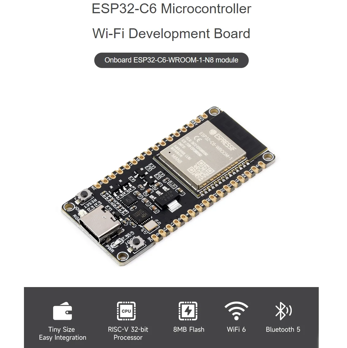 ESP32 Development Board ESP32-C6-WROOM-1-N8 Microcontroller Bluetooth/WiFi 6 RISC-V Development ...