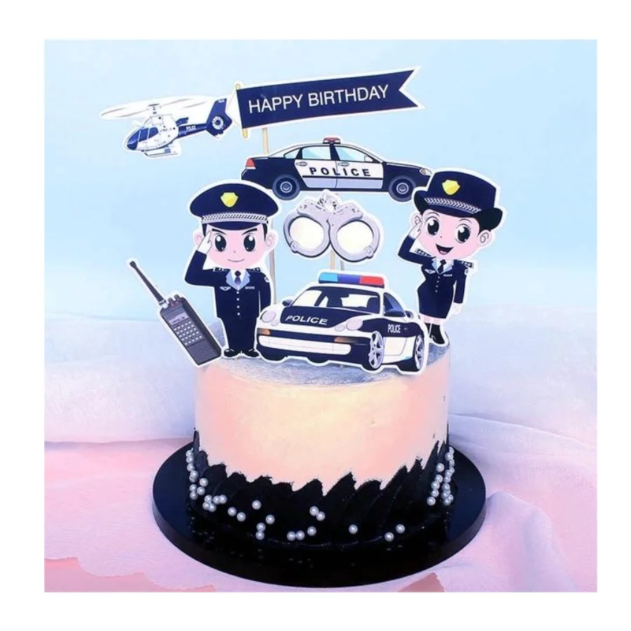 Oficial de policía cumpleaños pastel Topper oficial coche de policía ...