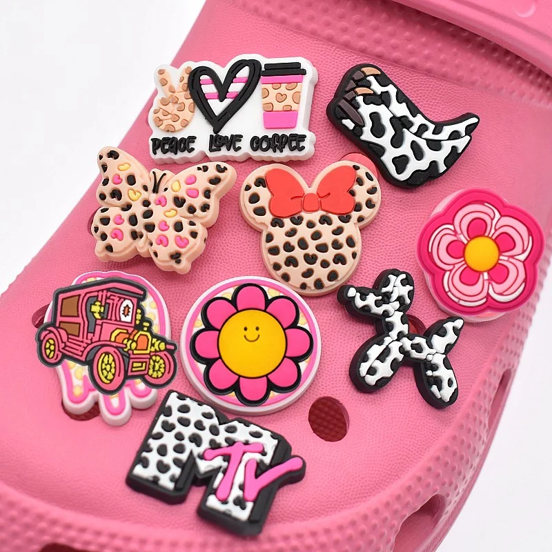 Wholesale Custom Leopard Print Croc Charms Pink Leopard Shoe Charm ...