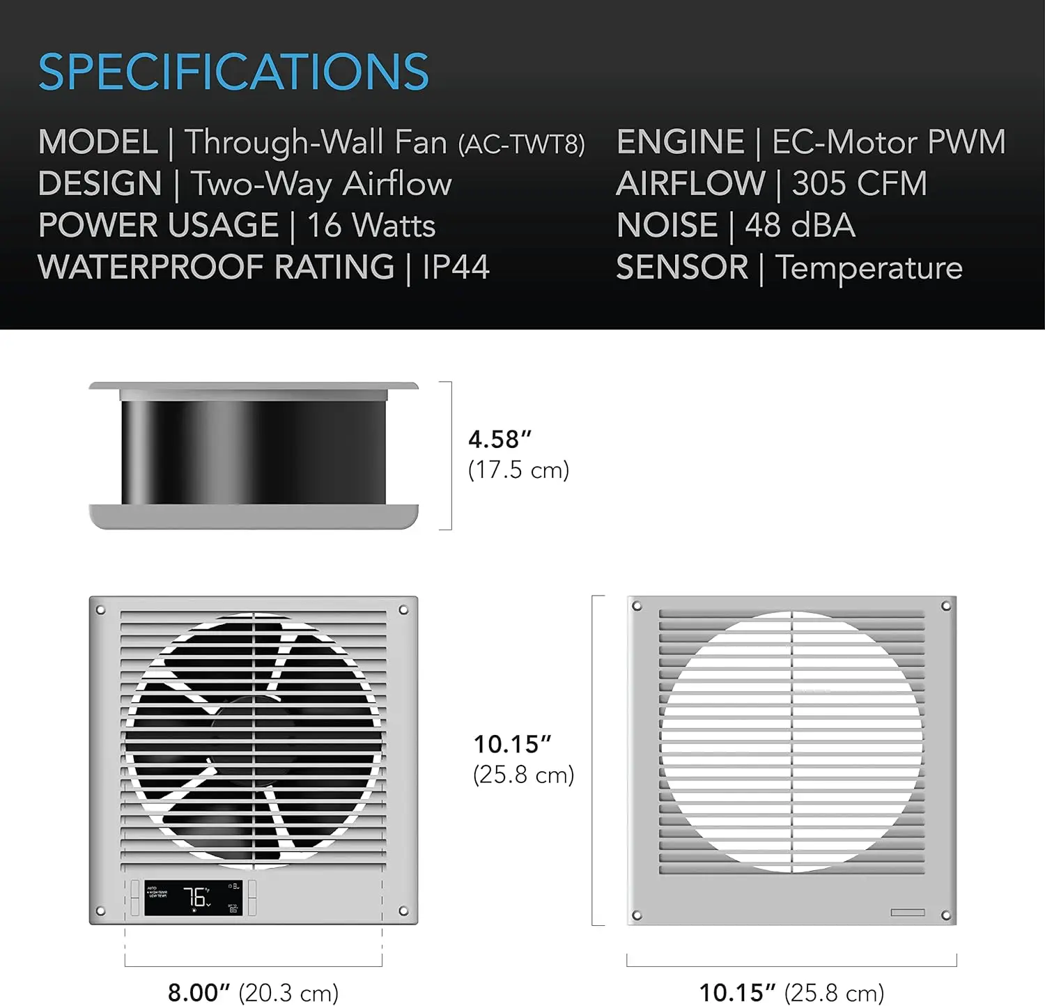 Two-way Airflow Through-the-wall Fan - Buy 10-speed Precise And Silent ...