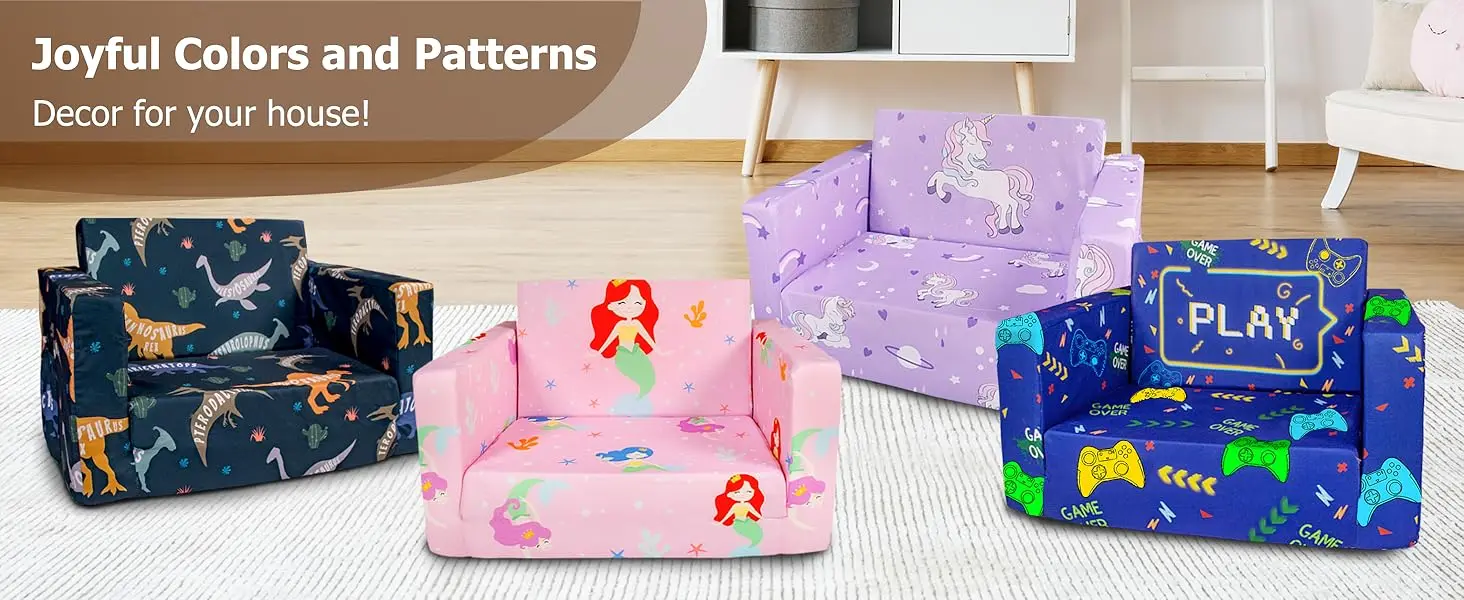 Modern 2-in-1 Convertible Flip Sofa Sensory Spinning Chair for Living ...