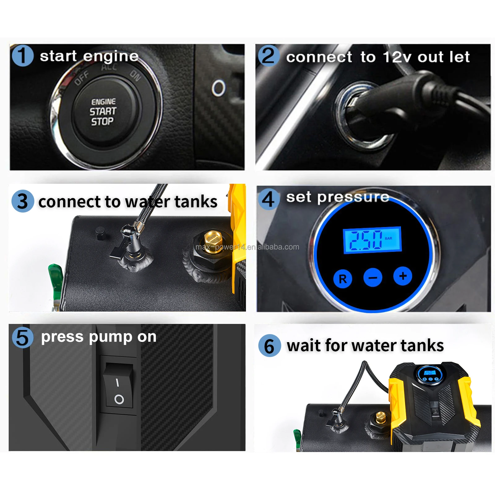 8 Gallon Pressurized Water Tank with Air Compressor for Overlanding ...