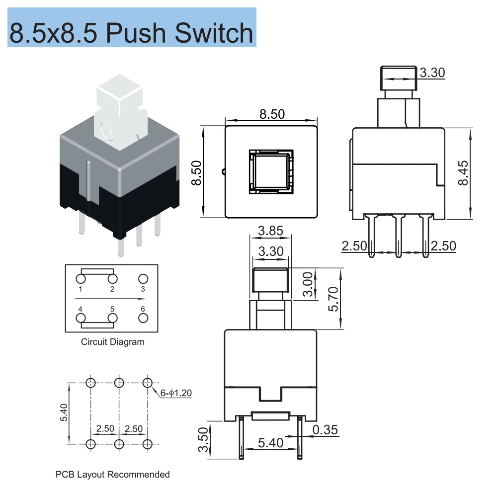 7x7 Push Button Switch DIP 6 PIN for Toy Game Accessory