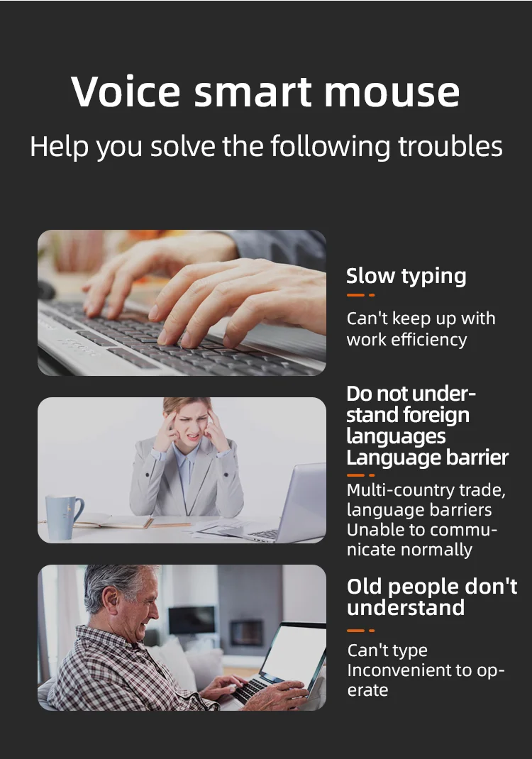 AI Voice Typing Mouse - Silent Office Wireless 2.4G USB