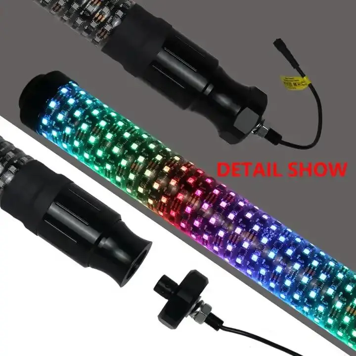 2.2inch Hyper Fat Led Flag Whip Light Remote App Control Offroad Atv ...