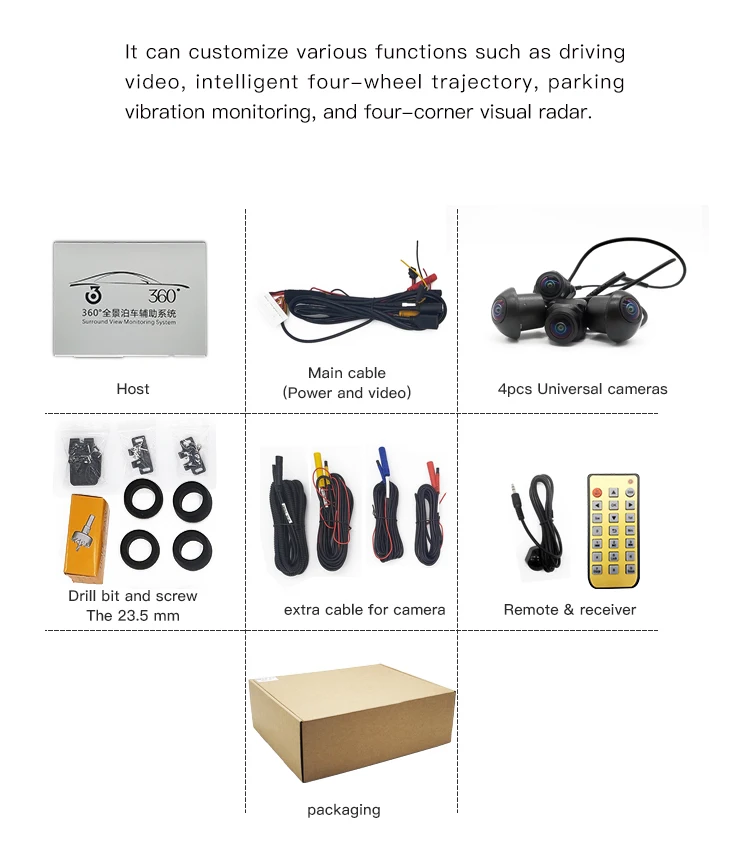 360 Car Camera 4 Way Reverse 360 Degree 3d 360 View All Round Bird View ...