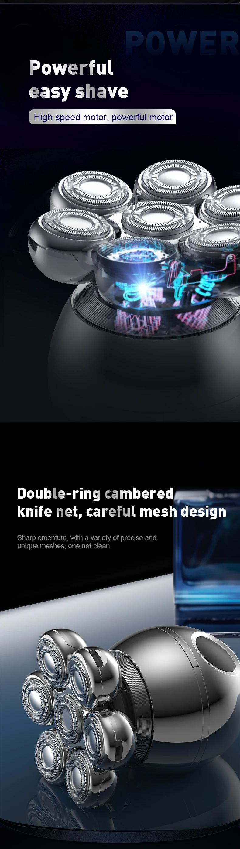 Lanumi RQ8870 Floating Shaver - Multifunctional Electric Clipper for Men