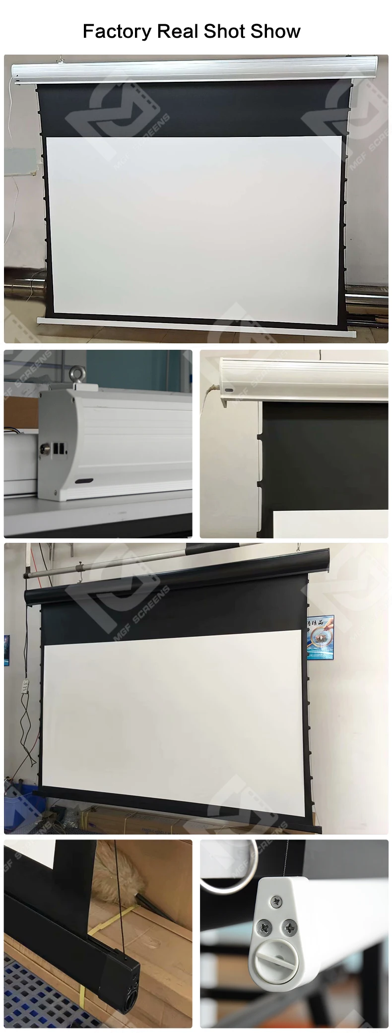 Wall /ceiling Mount Motorised Electrical Tab Tensioned Projector Screen ...