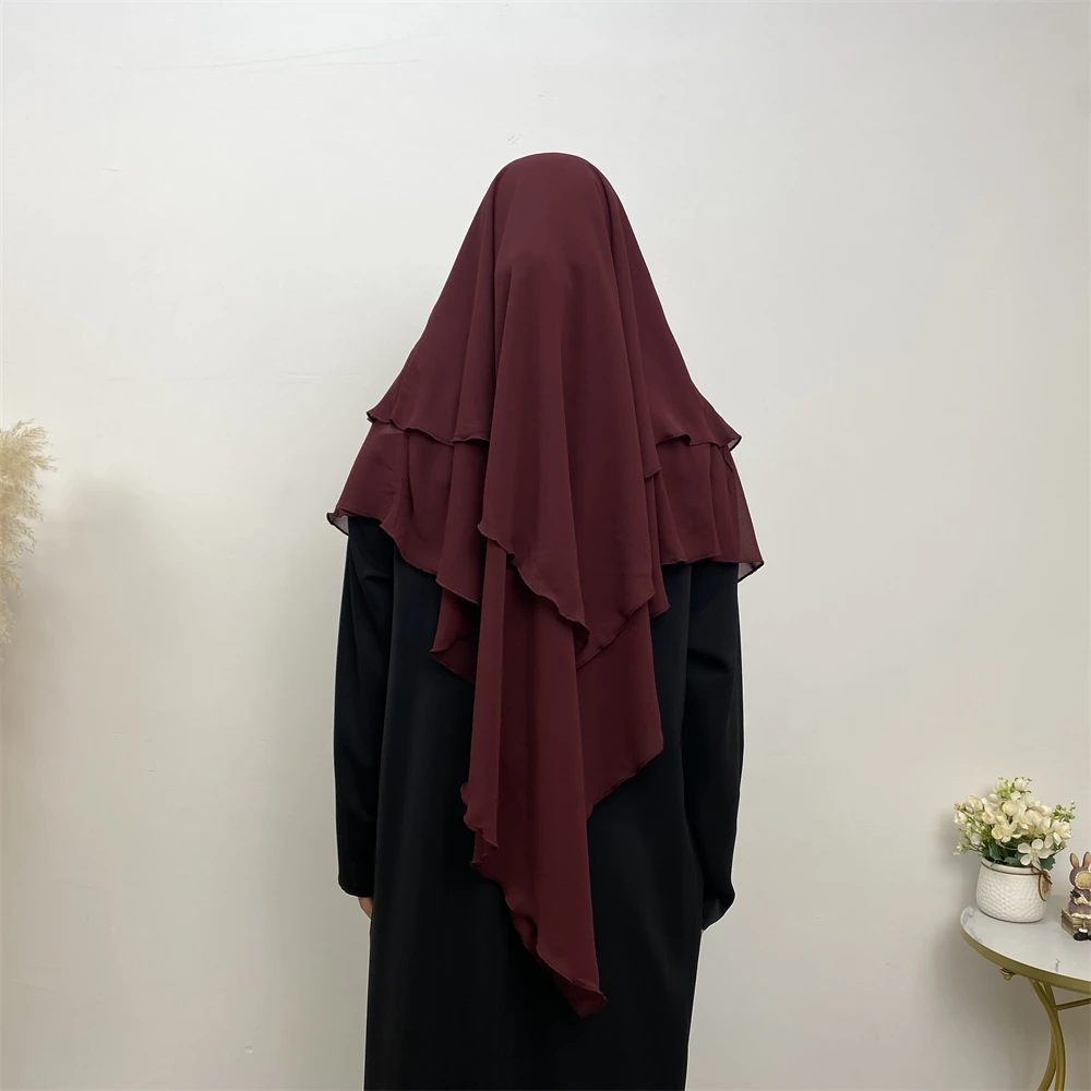 Shop 2305# New Front Back 2 Layer Chiffon Khimar Hijab