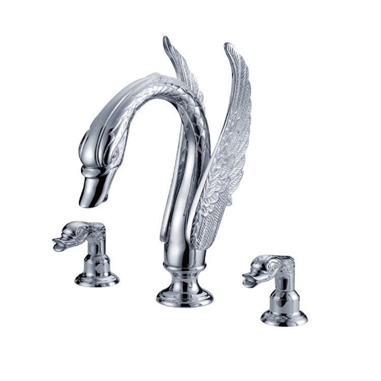 Classic Animal Shape Swan Faucets - Dual Handle Bathroom Sink Tap for ...