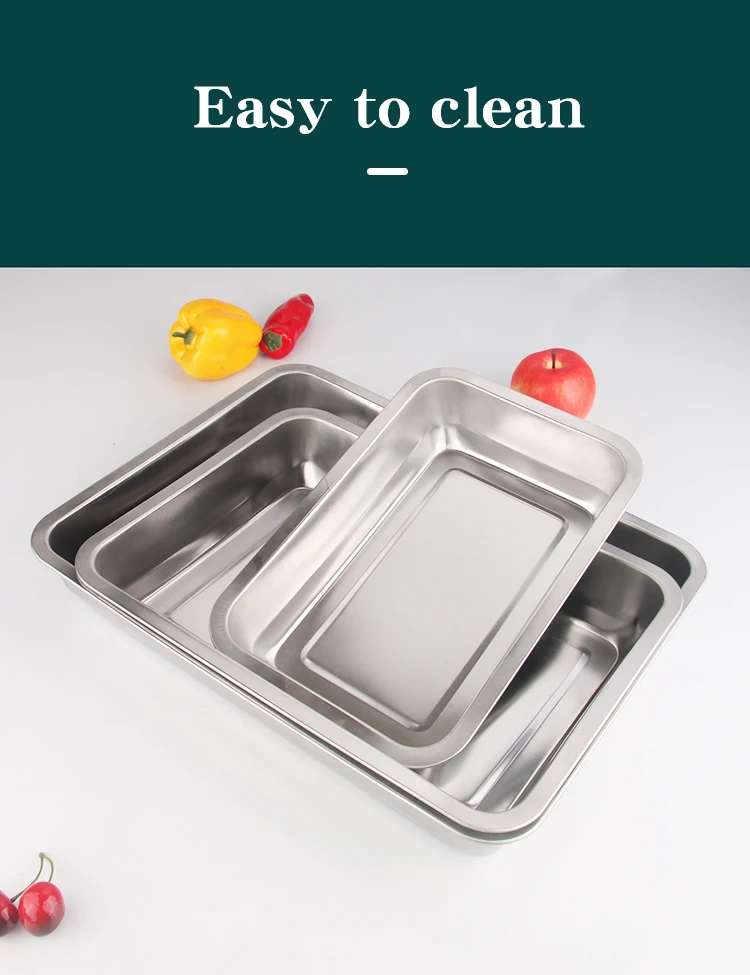 Stainless Steel Tray Rectangular Cafeteria Plate Food Serving Kitchen ...
