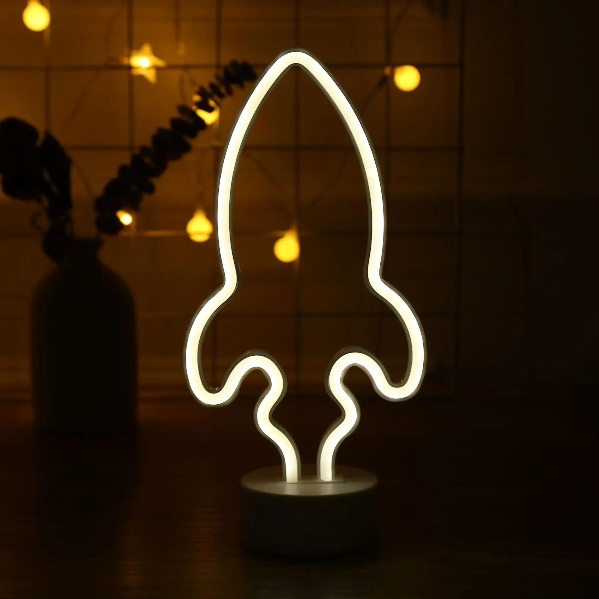 Biumart Rocket Shape Led Neon Light Creative Colorful Rocket Lamp Night ...