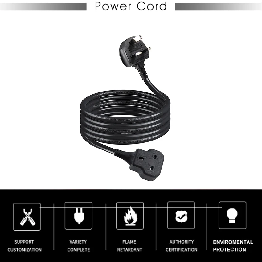 British 16A 250V Ac Extension Lead Converter UK H05vvf Fused Iec Socket ...