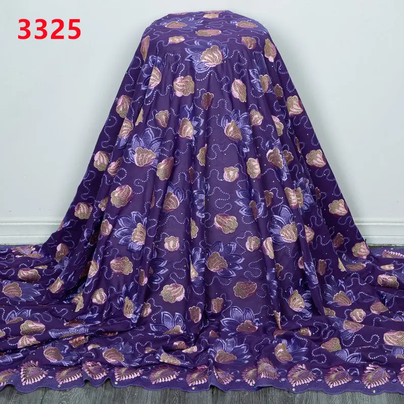 3325 Wholesale African Embroidery Cotton Lace Fabric With Rhinestones ...