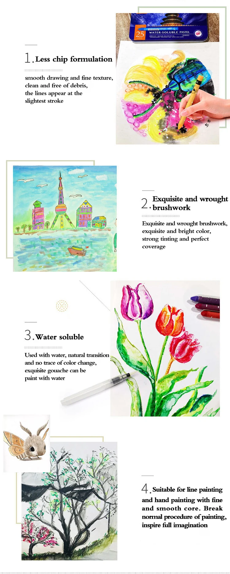 Multi Function Water Soluble Pastel Set,12colors (12 Colors),Water ...