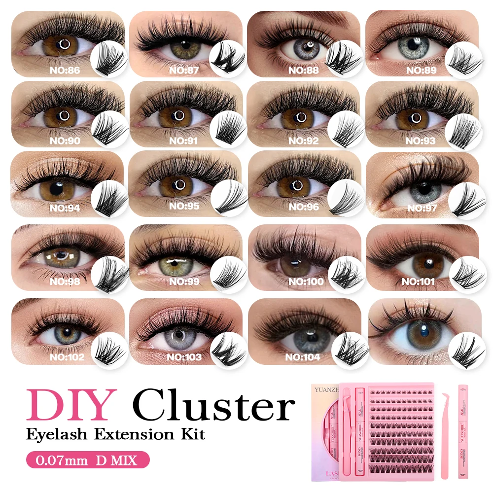 Yuanzhijie Diy Clusters Lash Extension Kit Semi-permanent Eyelash ...