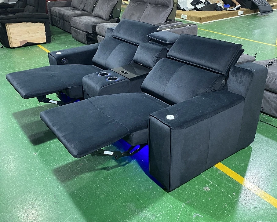 Luxury Living Room Leather Sofa Set Theater VIP Recliner Armchair with ...
