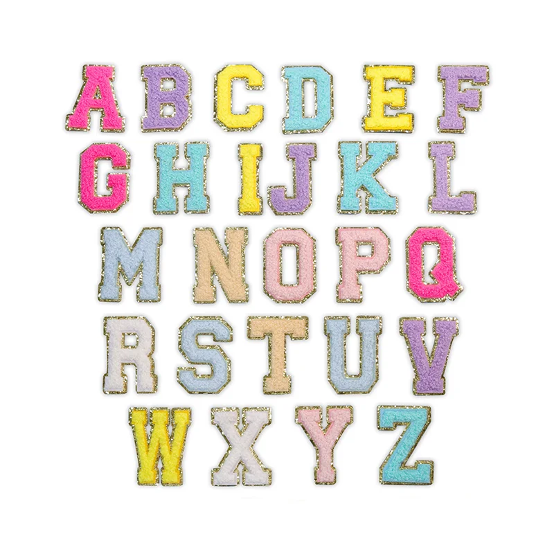 Custom Color Varsity Chenille Glitter Letter Patches Iron 3d Felt ...