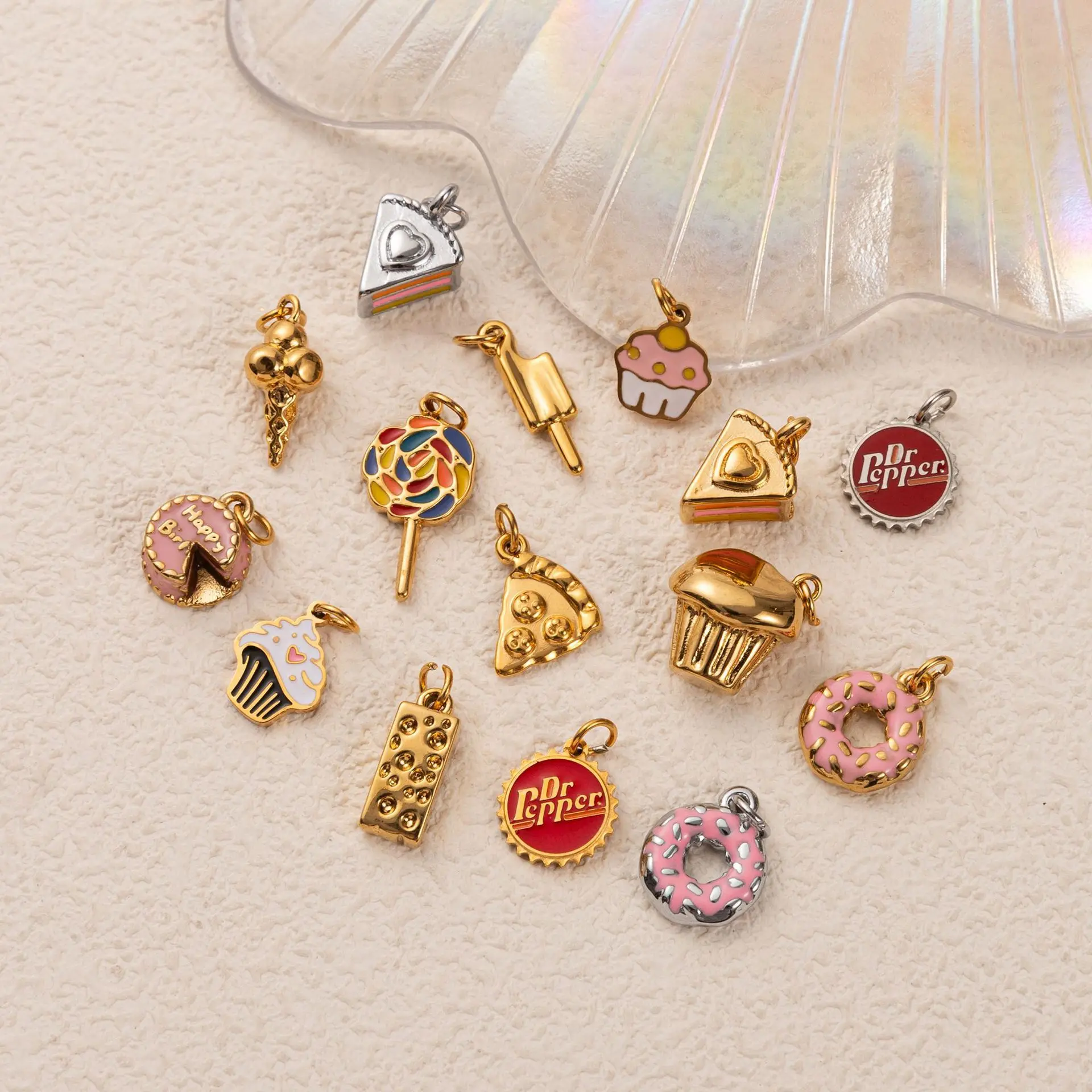Sweet Treats Charms | 18K PVD Gold Stainless Steel Enamel Dessert ...