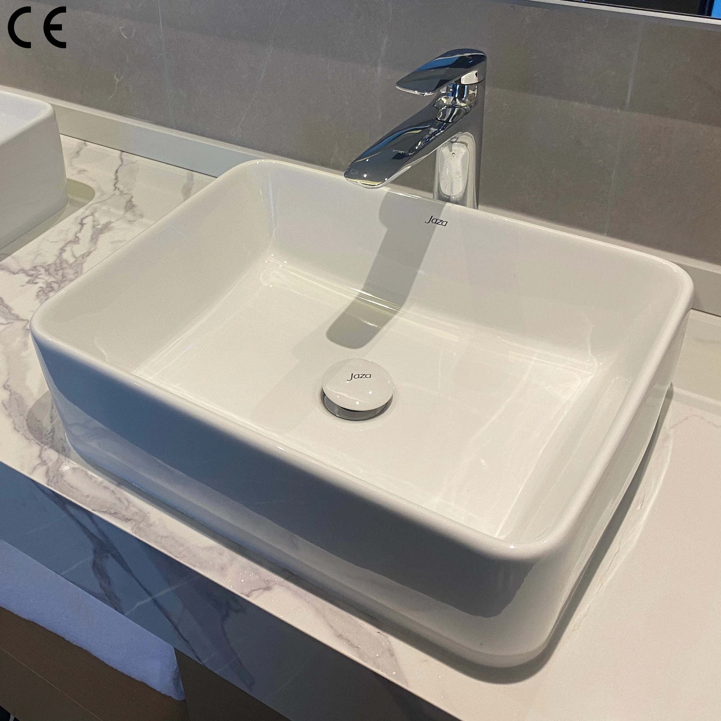 White Color Above Counter Mounted Square Shape Good Quality Wash Basin ...