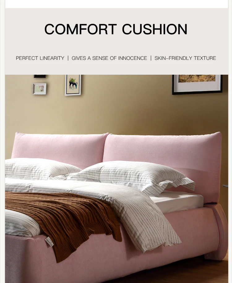 Yfy Sale King Double Size Cushion Bed Frame Pink Fabric Upholstered Bed ...
