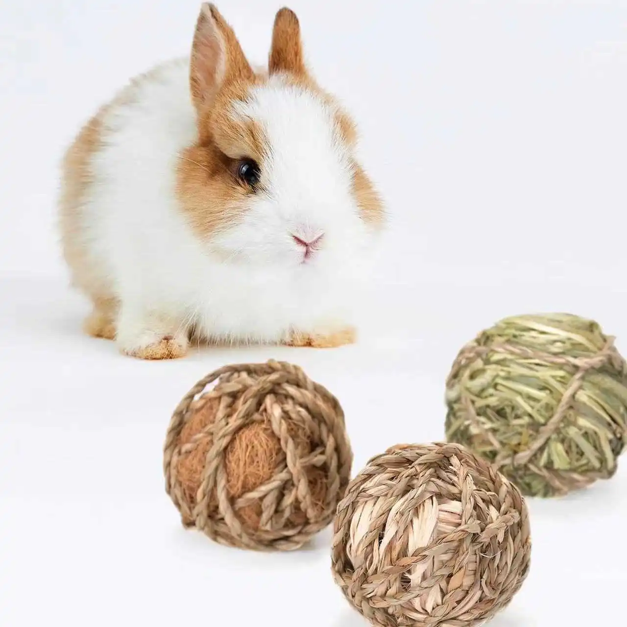 Temu Handmade Woven Grass Ball Exotic Pet Rabbit Bird Toys Dutch Pig ...